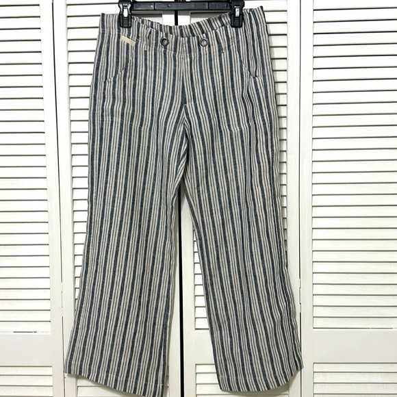 Elan | Pants & Jumpsuits | Elan Small 0 Linen Mixed Vertical Wide Leg ...